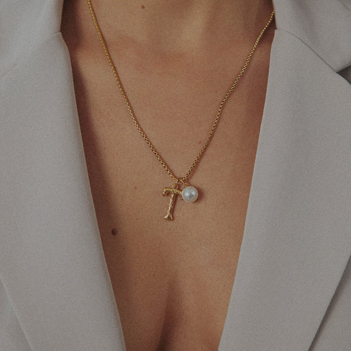 Pearl Letter T Necklace by Zahar – Core Lifestyle Store
